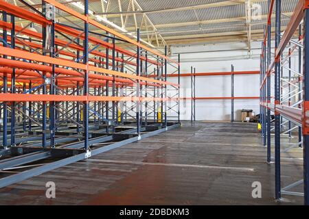 Empty Shelving System in Distribution Warehouse Stock Photo - Alamy