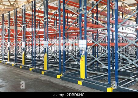Powered Mobile Aisle Shelves in Empty Distribution Warehouse Stock ...