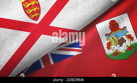 Bermuda and Jersey two flags textile cloth, fabric texture Stock Photo ...