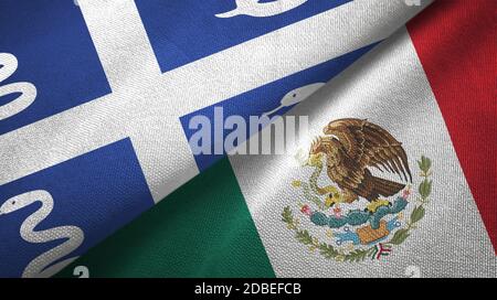 Mexico and Martinique snake two flags textile cloth 3D rendering Stock ...