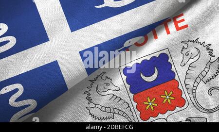Mayotte and Martinique snake two flags textile cloth, fabric texture ...