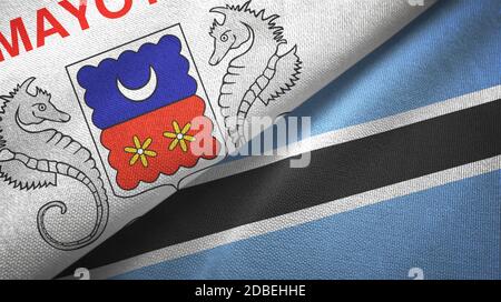 Botswana and Mayotte two flags textile cloth, fabric texture Stock ...