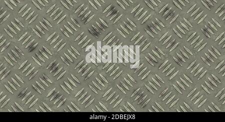 Seamless rusty military metallic diamond plate pattern surface. Dirty ...