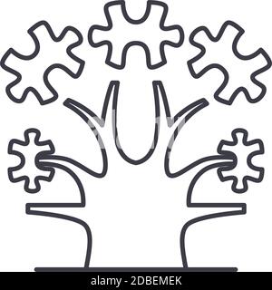 puzzle tree line icon, outline symbol, vector illustration, concept ...