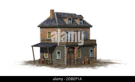 medieval manor - isolated on a white background - 3D illustration Stock ...