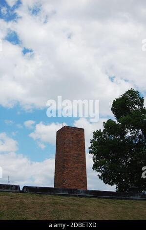 Crematorium chimney at Auschwitz concentration camp, Poland Stock Photo ...