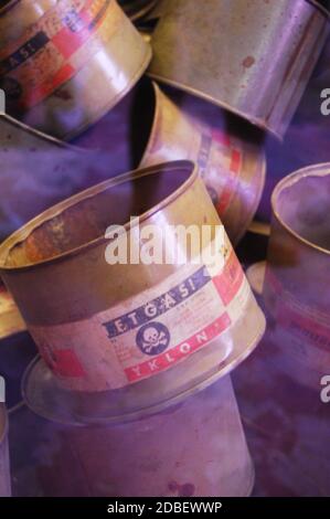 Zyklon B gas canisters at Auschwitz concentration camp Stock Photo - Alamy