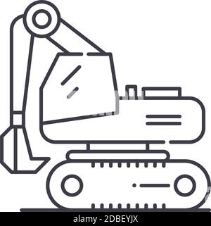 Backhoes outline vector icon. Thin line black backhoes icon, flat ...