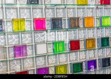 Colourful Glass Cubes Light Transparent Wall Structure Stock Photo - Alamy