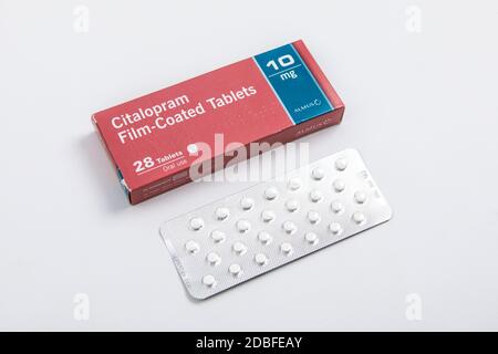 Still life photograph of Citalopram 10mg antidepressant medicine Stock ...