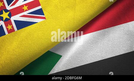 Sudan and Niue two flags textile cloth, fabric texture Stock Photo - Alamy