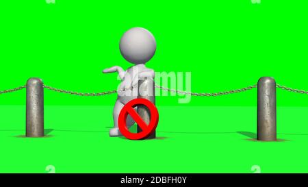 3D people behind chains blockade on green screen Stock Photo - Alamy