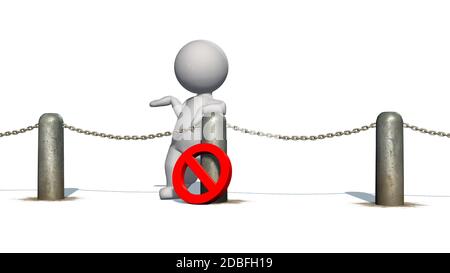 3D people behind chains blockade on green screen Stock Photo - Alamy