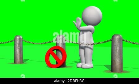 3D people behind chains blockade on green screen Stock Photo - Alamy