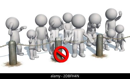3D people behind chains blockade on green screen Stock Photo - Alamy