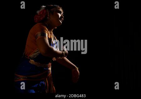 Kuchipudi dancer showing Karuna rasa in her dance Stock Photo - Alamy
