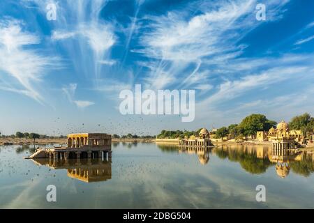 Indian tourist landmark Gadi Sagar - artificial lake. Jaisalmer ...