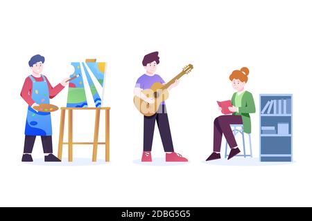 People doing cultural activities Vector illustration Stock Vector Image ...