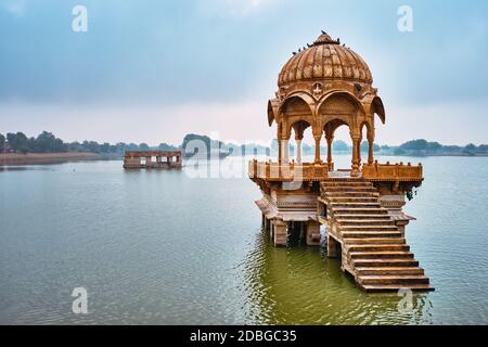 Indian landmark Gadi Sagar - artificial lake. Jaisalmer, Rajasthan ...