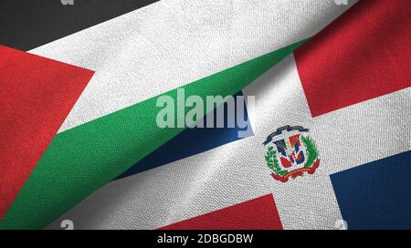 Dominican Republic and Palestine two flags textile cloth, fabric ...