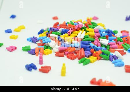 Colorful assembled toys, interlocking toys for kids Stock Photo - Alamy
