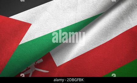 Oman and Palestine two flags textile cloth, fabric texture Stock Photo ...