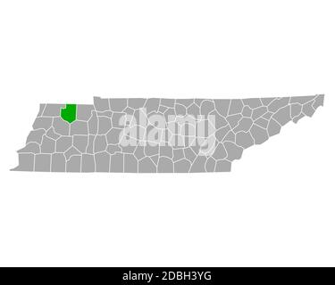 Map of Weakley in Tennessee Stock Photo - Alamy