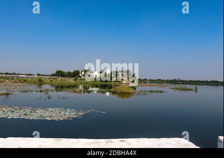 Distant view of the Jal Mandir Tirth and Rani Talav/Sabarkantha-Idar ...