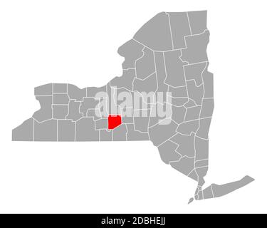 Map of Tompkins County in New York state on white background. single ...