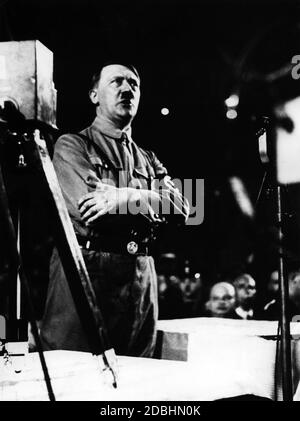 Adolf Hitler in party uniform with a Wound Badge and Iron Cross ...