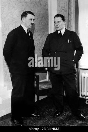 Hermann Goering and Adolf Hitler in the Sudetenland, 1938 Stock Photo ...