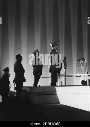 Photograph of the Nazi rally in the Cathedral of Light, a main ...