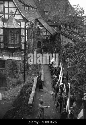 The flag of the National Socialist German Students' Union is raised for ...