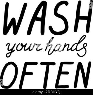 Wash your hands calligraphy lettering poster, banner, or label design ...