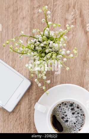 Lilies of the valley macro view background Stock Photo - Alamy