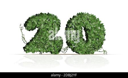 Green Number 20 isolated white background Stock Photo - Alamy