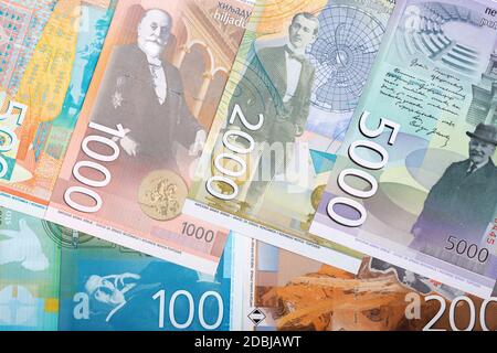 Serbian money - Dinar a business background Stock Photo - Alamy