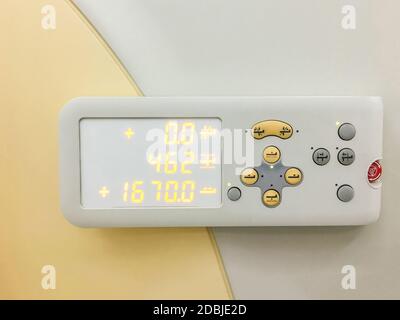 Computer tomography (CT Scan) control button Stock Photo - Alamy