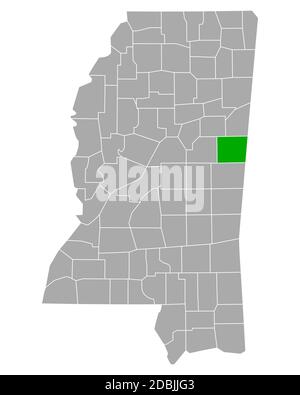 Map of Noxubee in Mississippi Stock Photo - Alamy