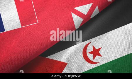 Western Sahara and Wallis and Futuna two flags textile cloth, fabric ...