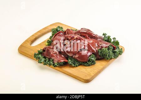 Raw chicken liver over board for cooking Stock Photo - Alamy