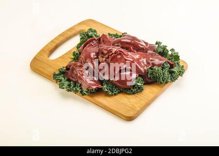 Raw chicken liver over board for cooking Stock Photo - Alamy