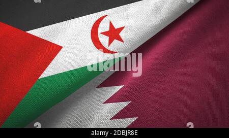 Qatar and Western Sahara flags. 3D Waving flag design. Western Sahara ...