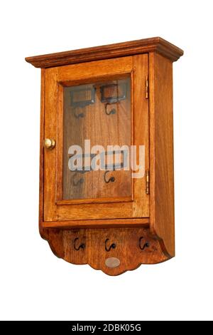 Small wooden locker for key organisation isolated Stock Photo - Alamy