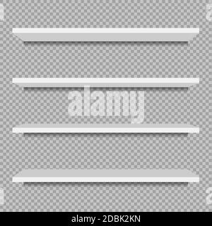 Store shelves. White empty supermarket shelf. Realistic front view ...