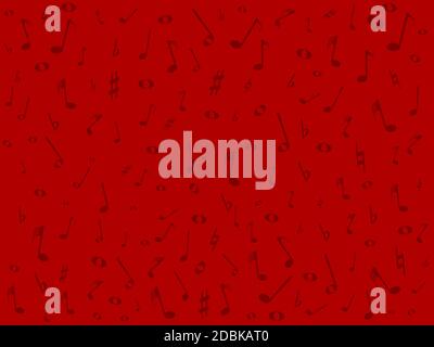 A maroon background filled with musical notes Stock Photo - Alamy