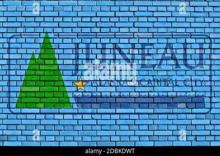 Flag of Juneau painted on brick wall Stock Photo - Alamy