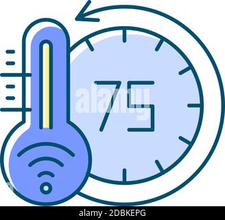 Adjusting thermostat line cartoon flat illustration Stock Vector Image ...