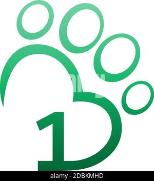 Number 2 icon on paw prints logo design Stock Vector Image & Art - Alamy