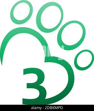 Number 2 icon on paw prints logo design Stock Vector Image & Art - Alamy